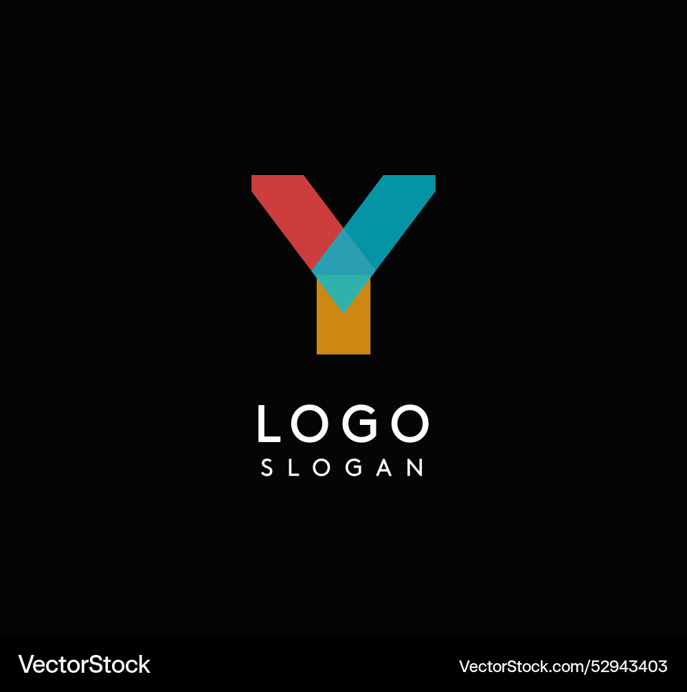 Colorful geometric letter y with overlapping Vector Image