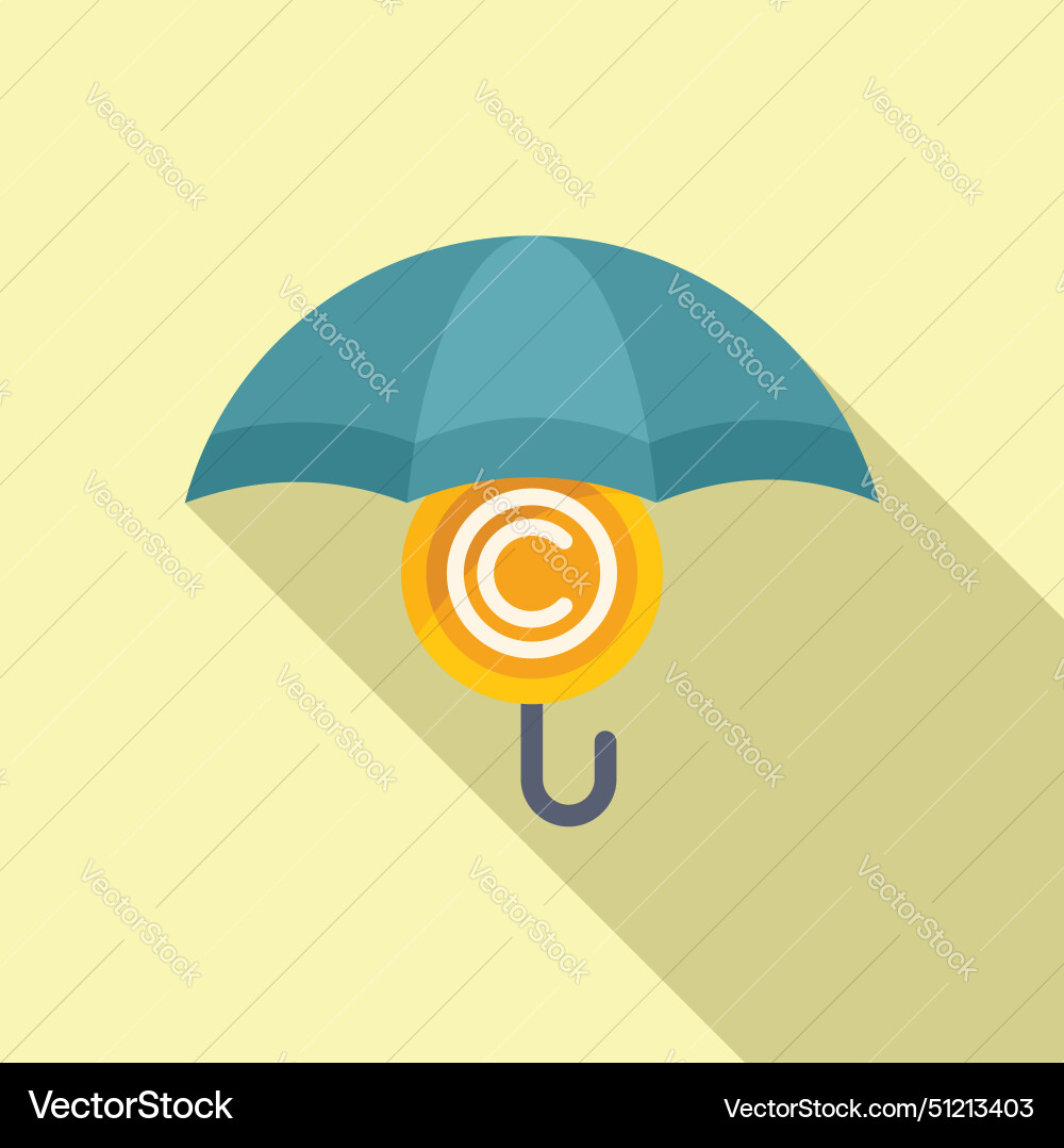 Copyright umbrella protection icon flat Royalty Free Vector
