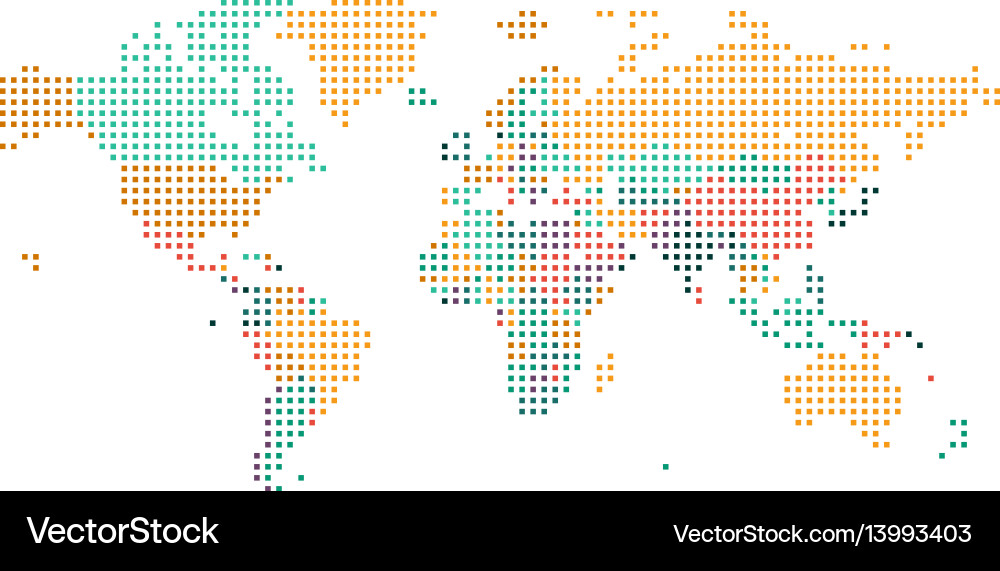 Dotted world map with countries borders Royalty Free Vector
