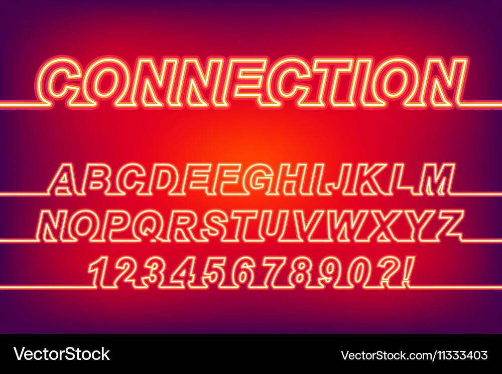 Neon Connection Font Royalty Free Vector Image