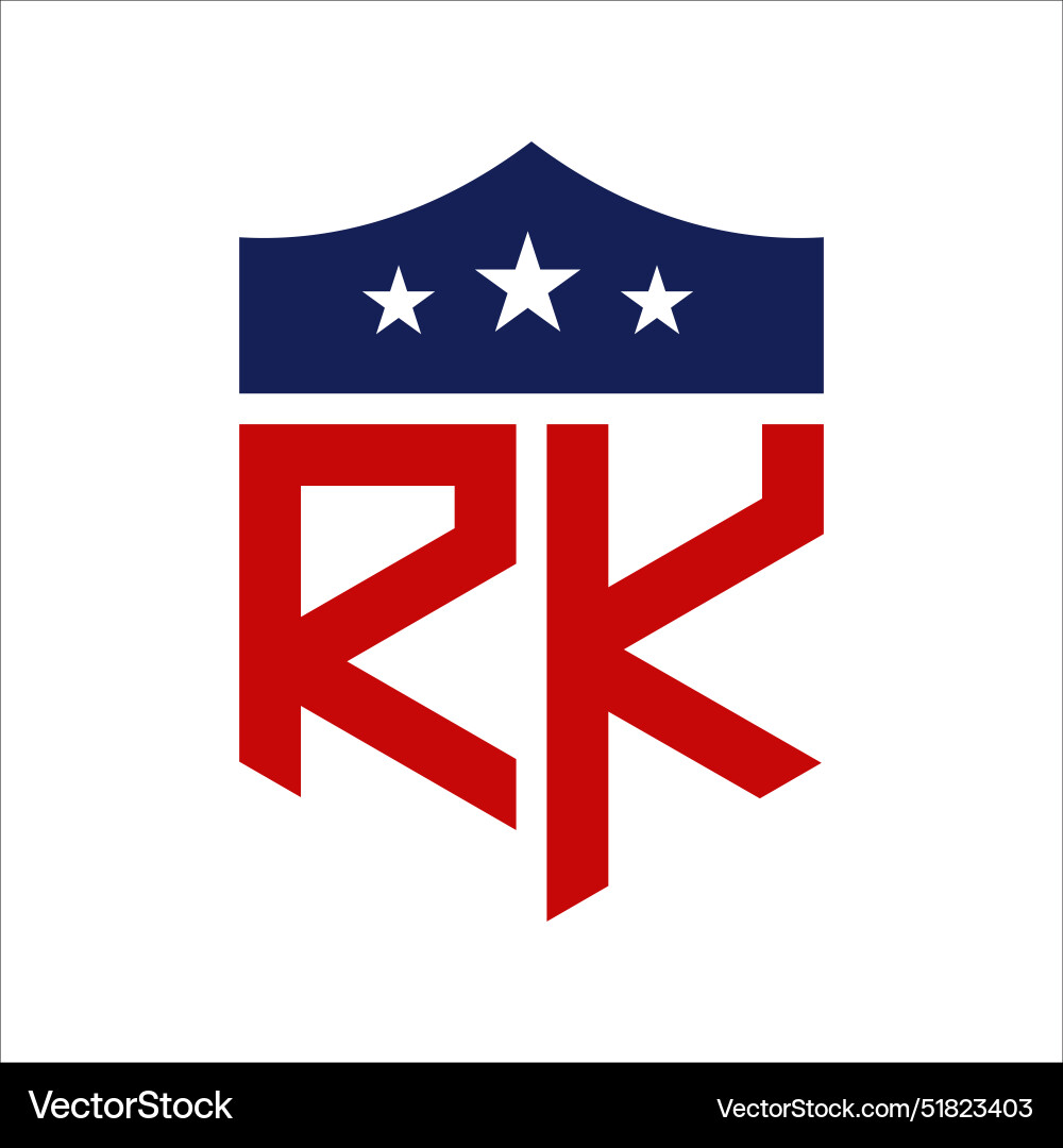Patriotic rk logo design letter Royalty Free Vector Image