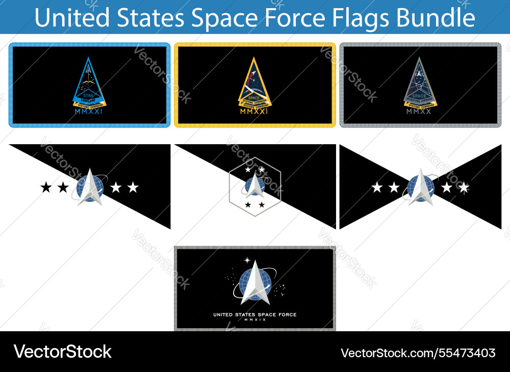 United states space force flags bundle premium Vector Image