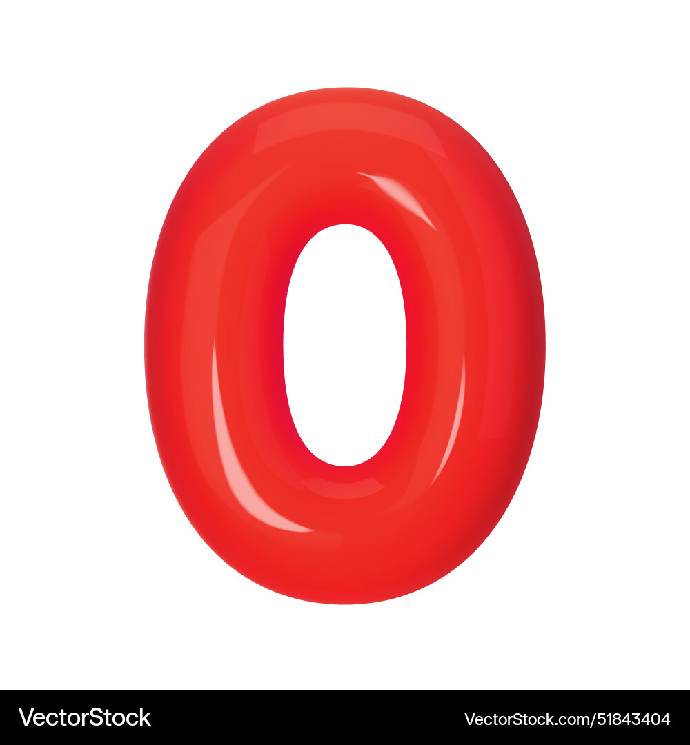 3d red number 0 isolated on white background Vector Image