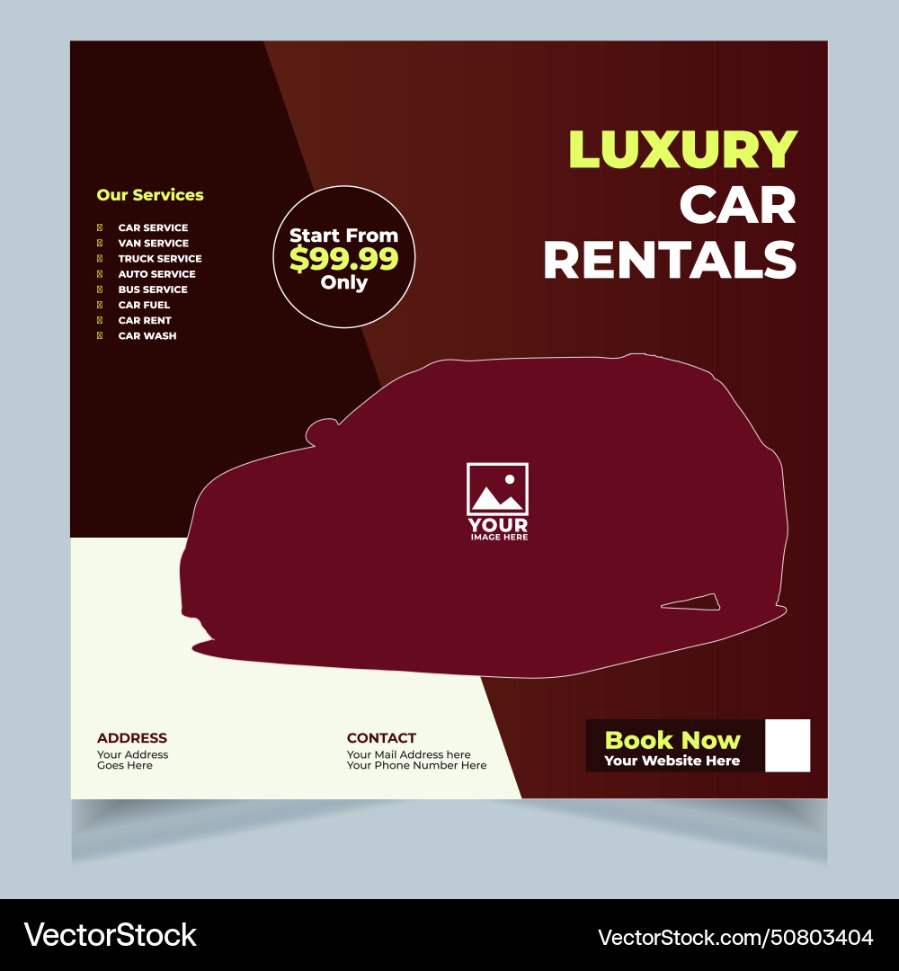 Car rent brochure flyer design layout template Vector Image