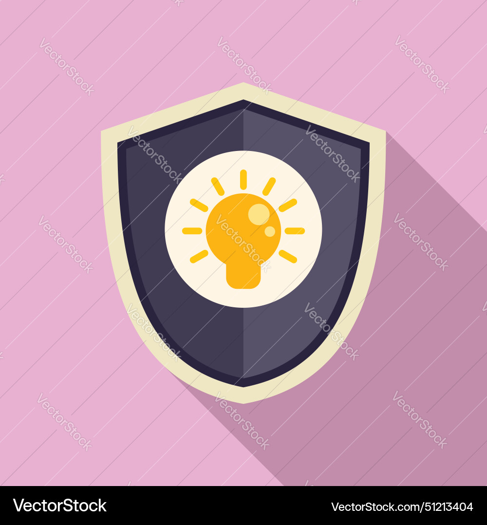 Copyright shield idea protection icon flat Vector Image