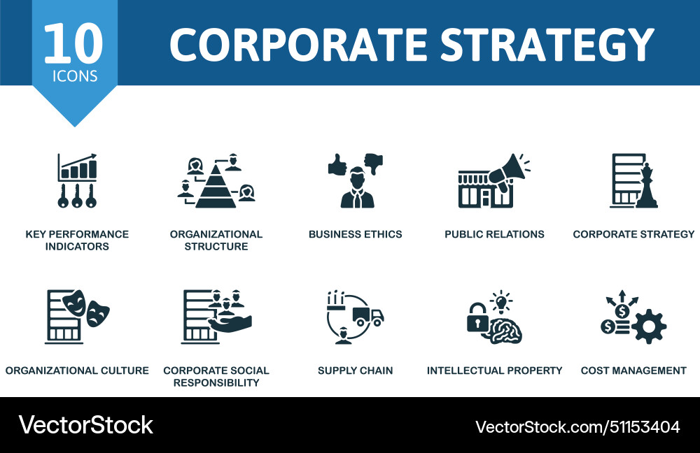 Corporate strategy set creative icons Royalty Free Vector