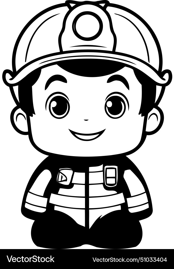 Cute firefighter boy isolated on white background Vector Image