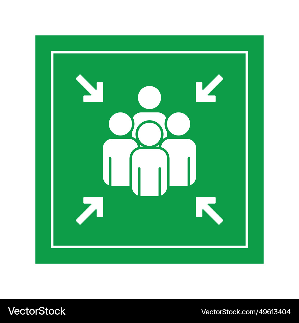 Emergency evacuation assembly point sign Vector Image