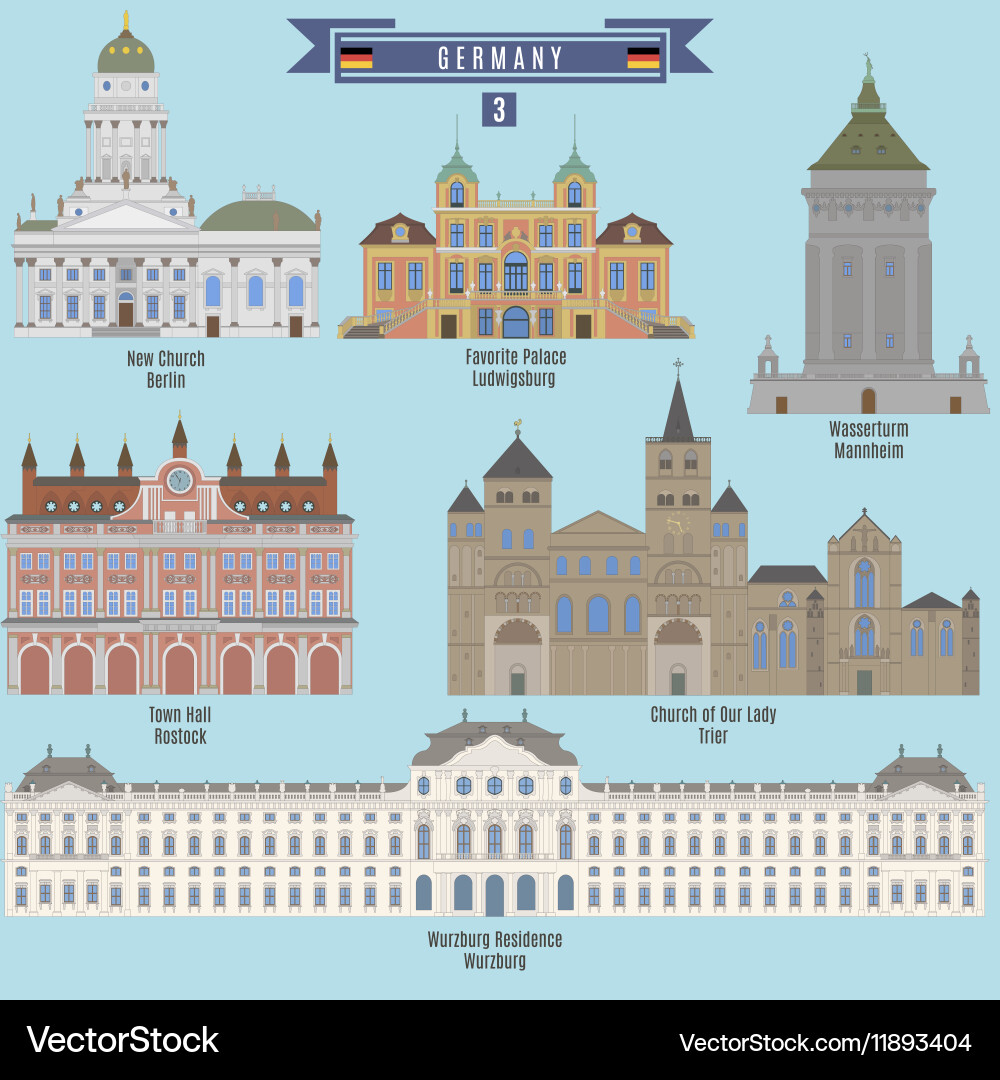 Famous places in germany Royalty Free Vector Image