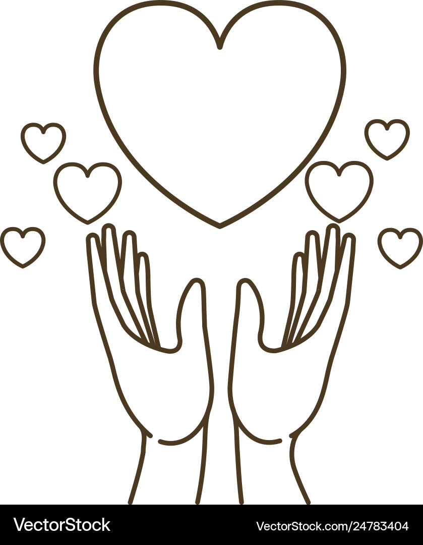 Hands receiving heart avatar character Royalty Free Vector