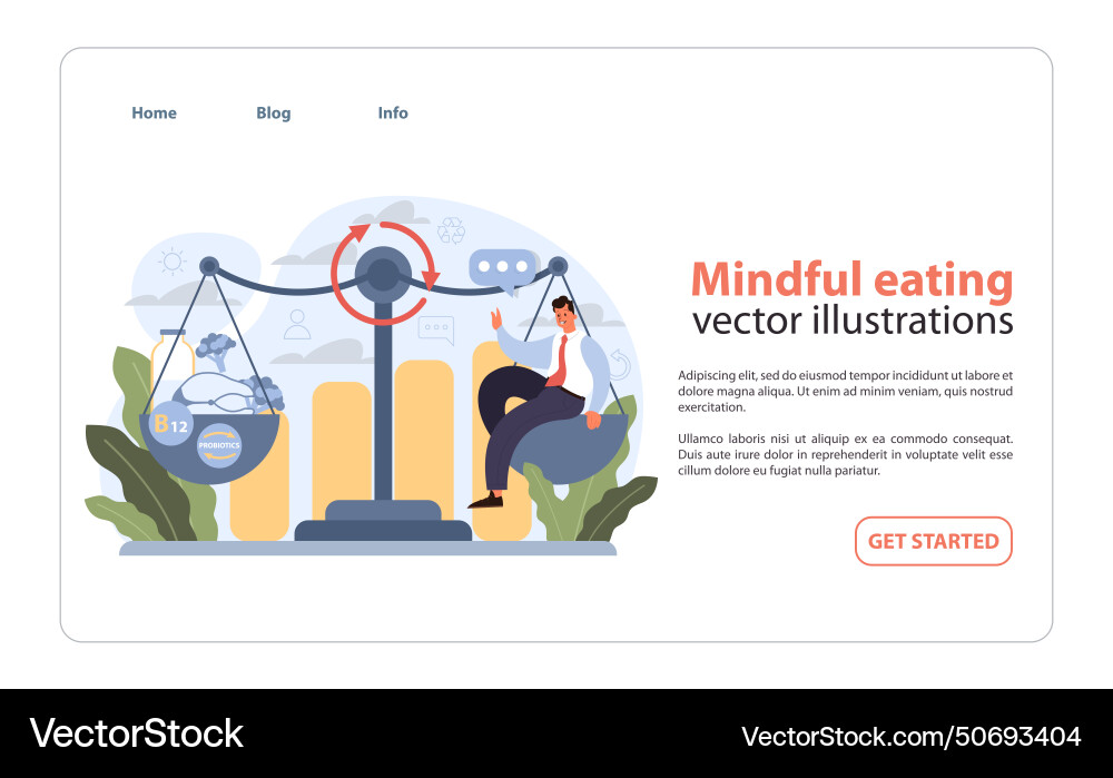 Mindful eating concept an individual balances Vector Image