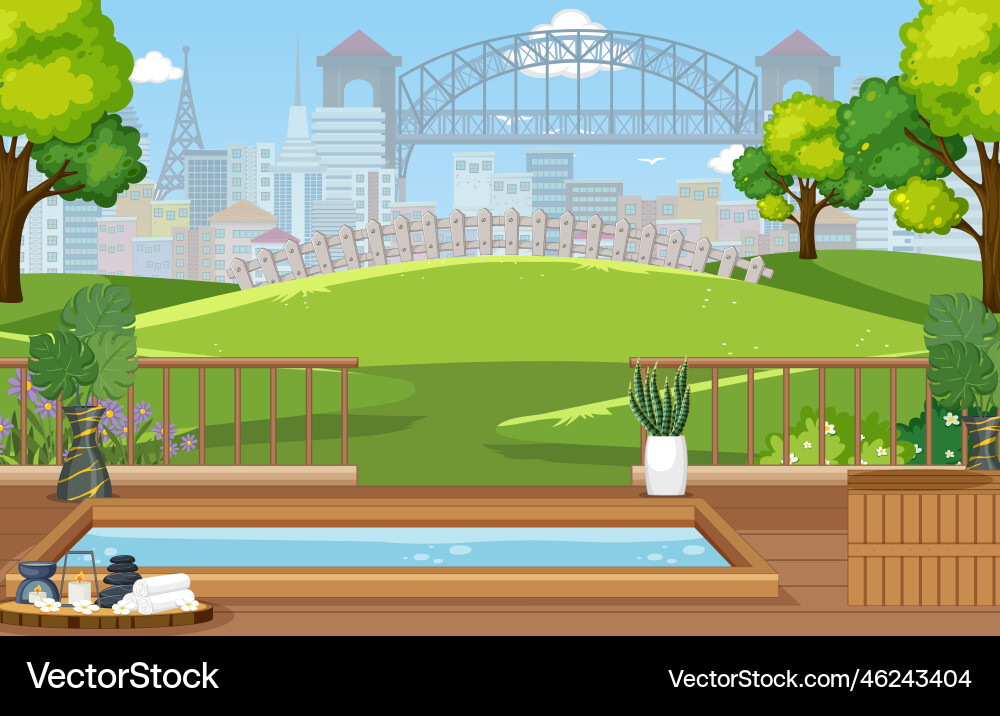 Outdoor thermal bath spa scene Royalty Free Vector Image