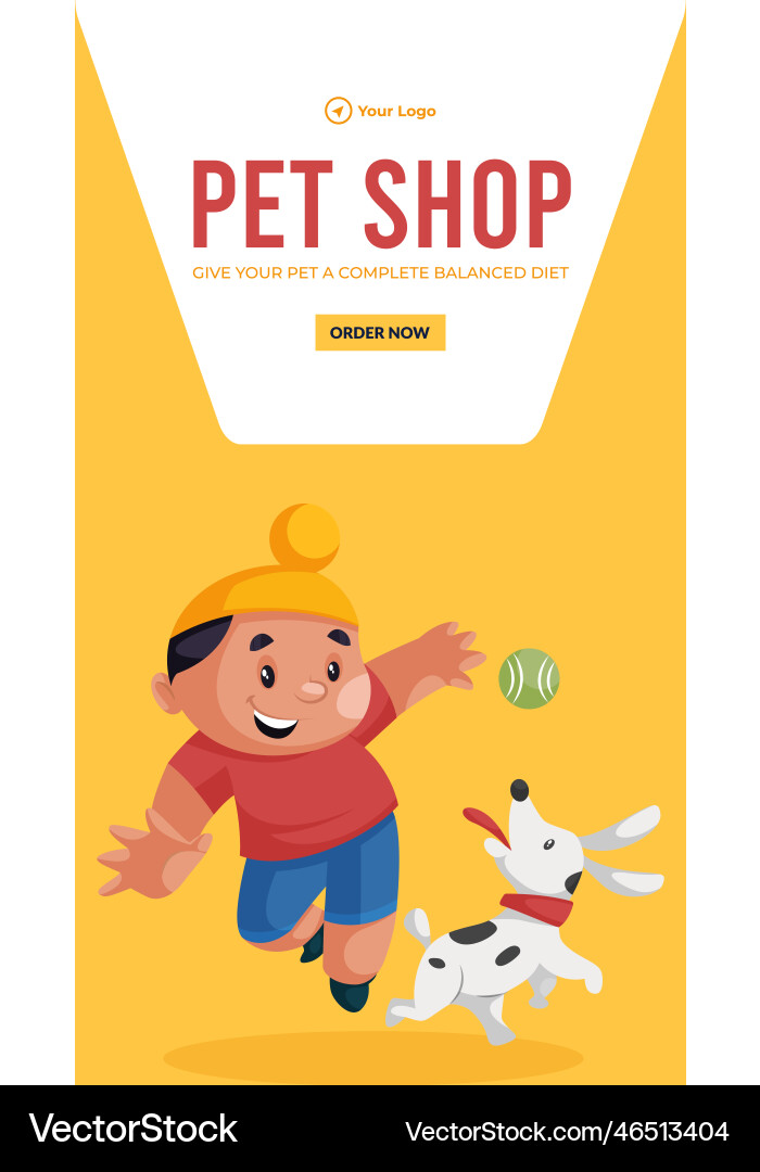 Pet store portrait template design Royalty Free Vector Image