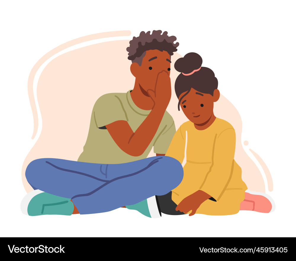 Children in hushed conversation two kids share Vector Image