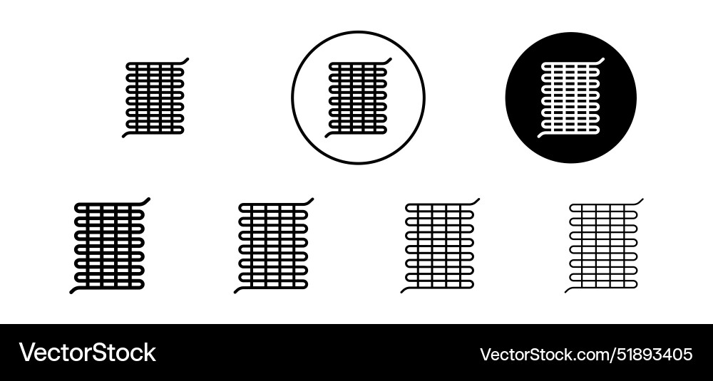 Condenser coil icon set collection Royalty Free Vector Image
