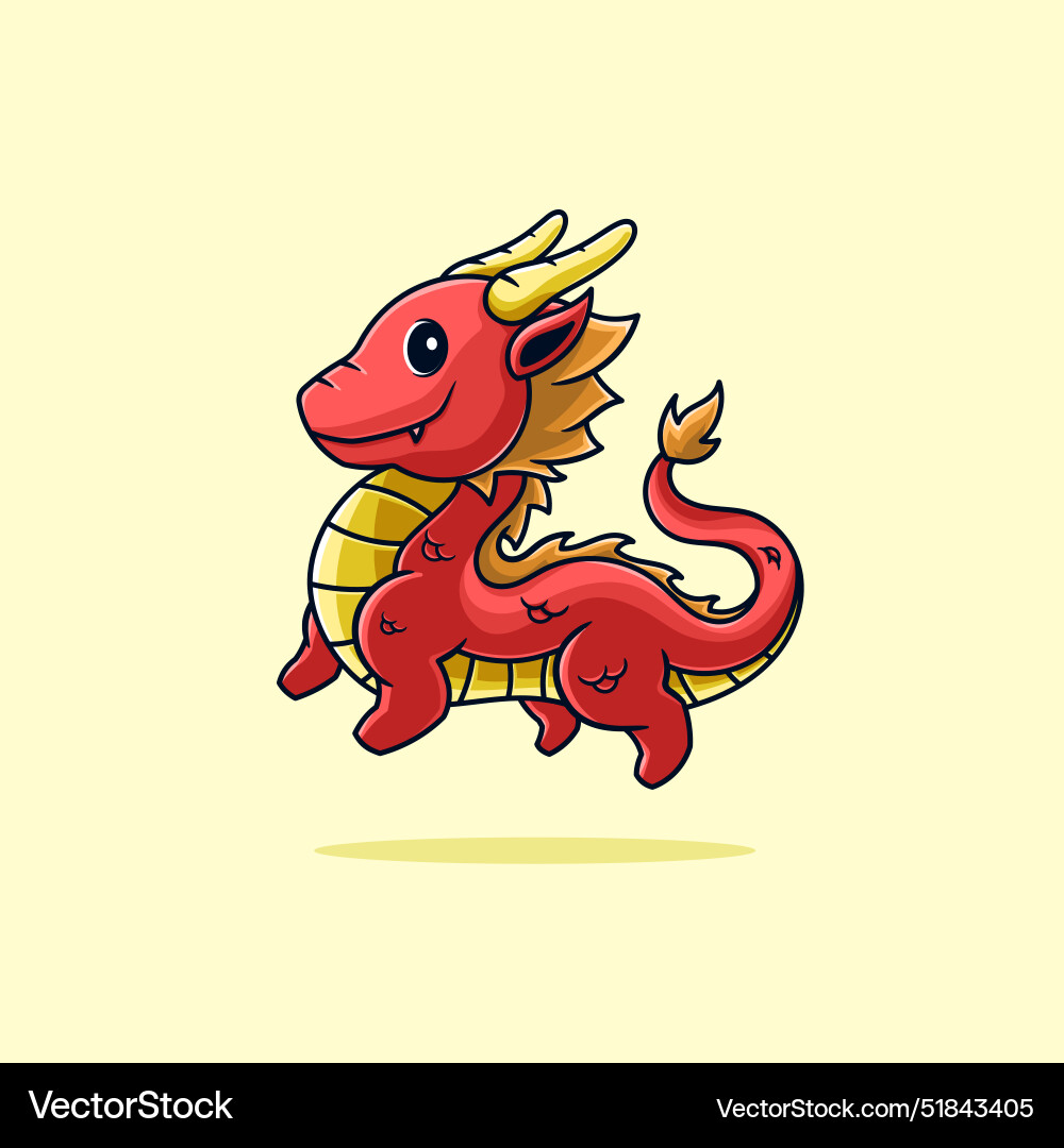 Cute red dragon cartoon Royalty Free Vector Image