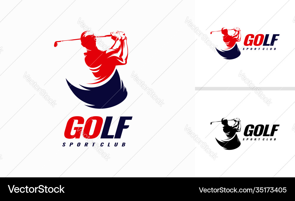 Fast golf logo designs sport silhouette Royalty Free Vector