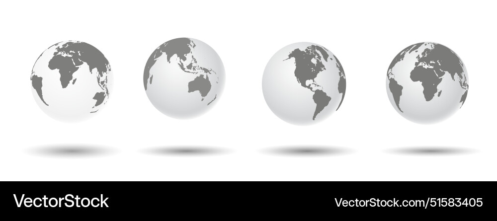 Globes of earth 3d set realistic world map Vector Image