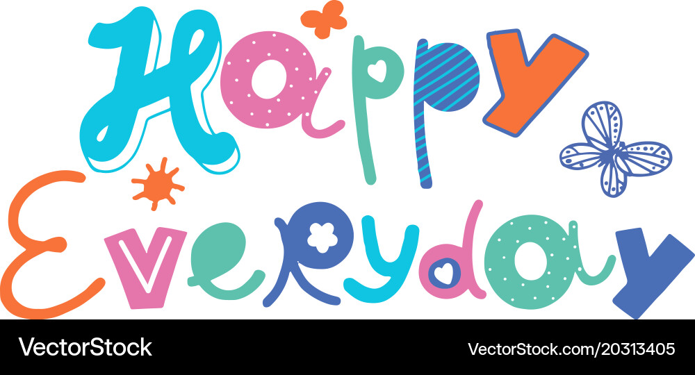 Happy everyday five color print for kids Vector Image