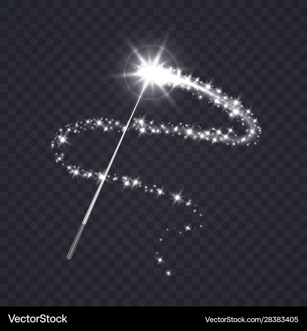 Magic Wand with Sparkles and Swirl Royalty Free Vector Image