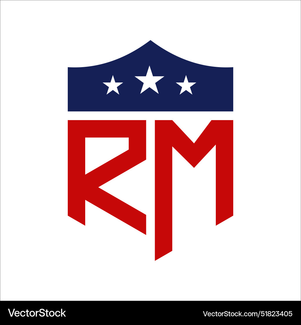 Patriotic rm logo design letter Royalty Free Vector Image