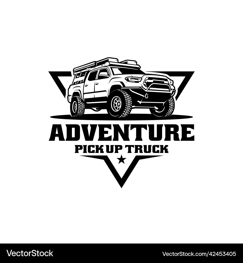 Pick up truck adventure logo design Royalty Free Vector