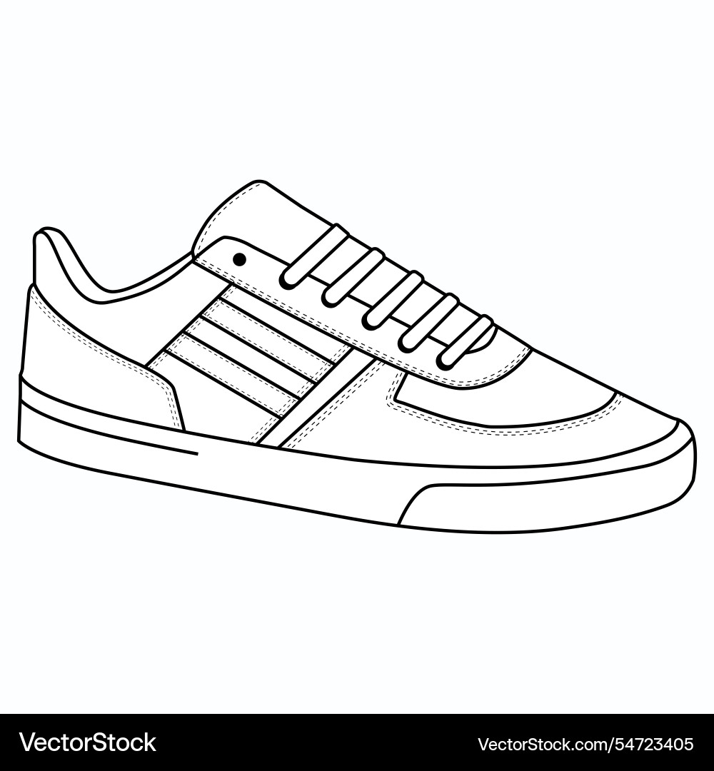 Sneaker outline drawing drawn in a sketch style v Vector Image