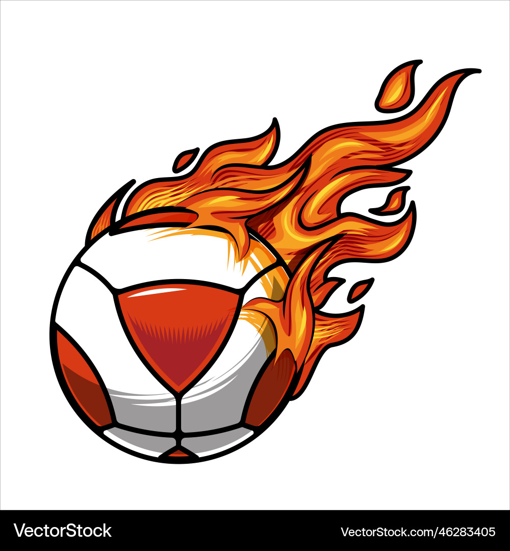 Teqball ball on fire Royalty Free Vector Image