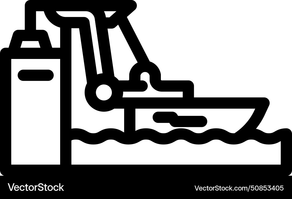 Wave plant tidal power line icon Royalty Free Vector Image