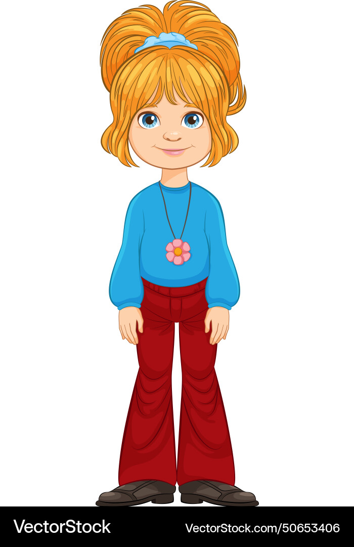 A smiling young girl standing Royalty Free Vector Image
