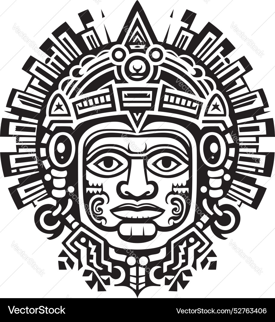 Aztec art revived symbolism icons reflecting Vector Image