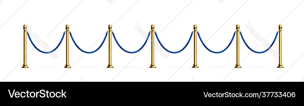 Blue rope barrier with gold stanchions Royalty Free Vector
