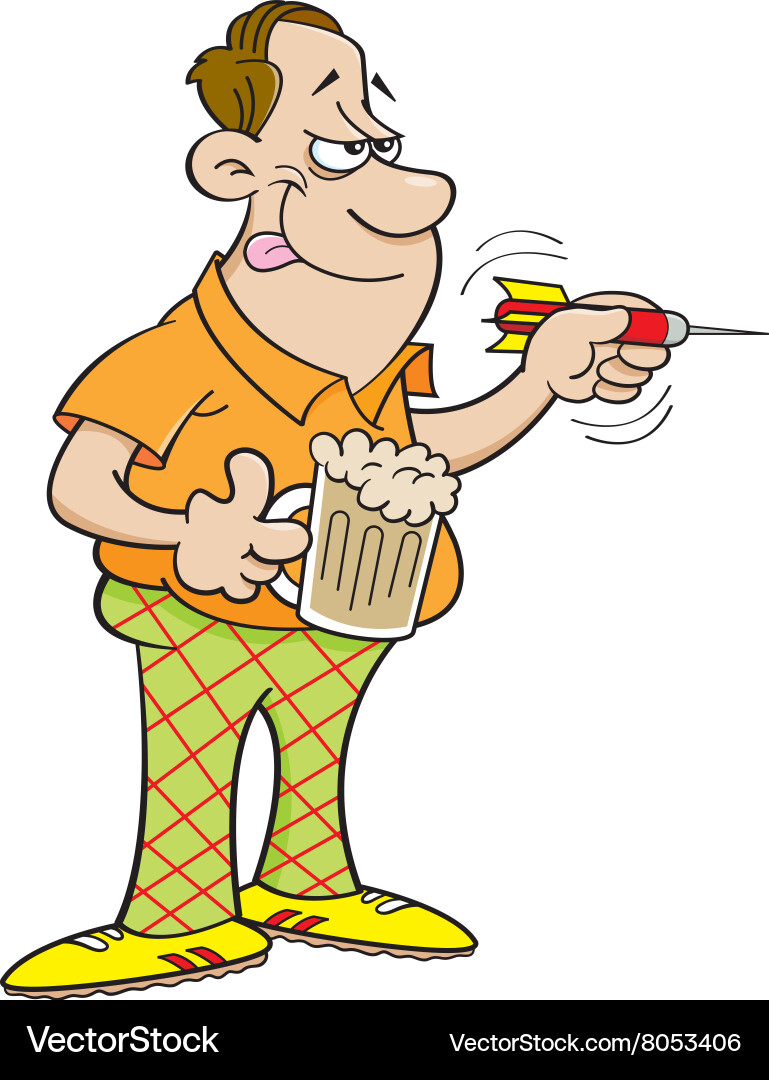 Cartoon man throwing a dart Royalty Free Vector Image