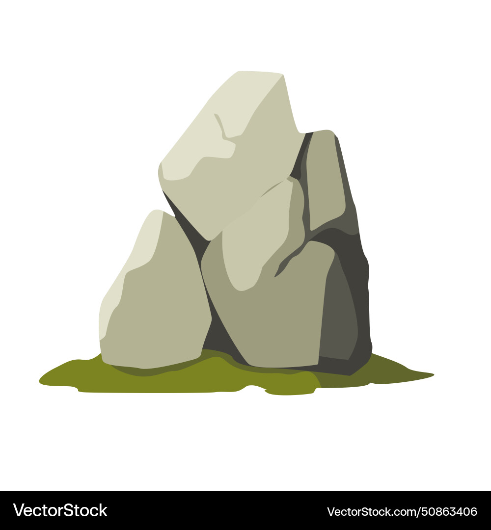 Cartoon rock with green moss elements Royalty Free Vector