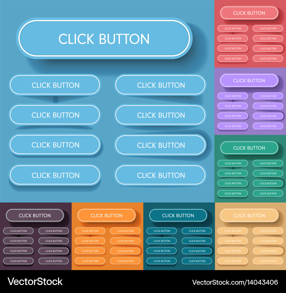 Design of rectangular buttons with rounded Vector Image