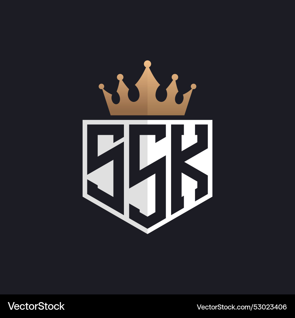 Luxury ssk logo with crown elegant initials Vector Image
