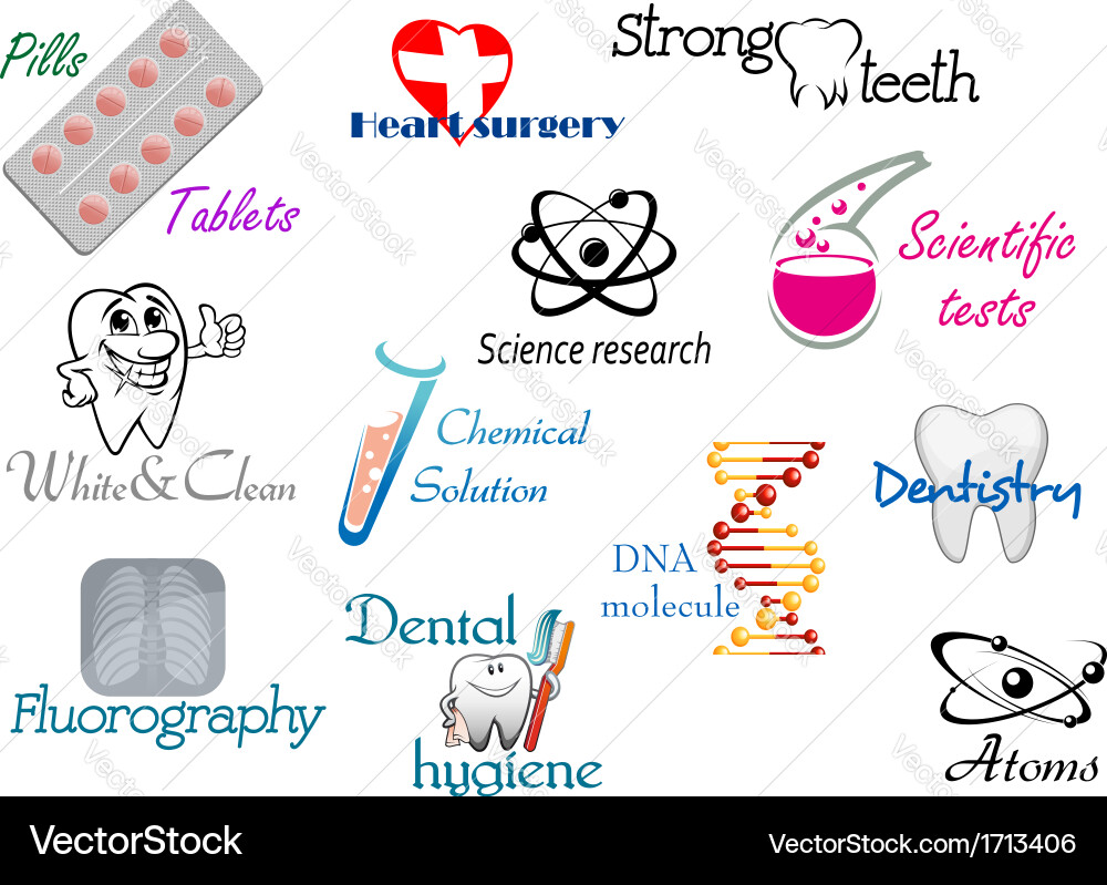 Medicine and science symbols Royalty Free Vector Image