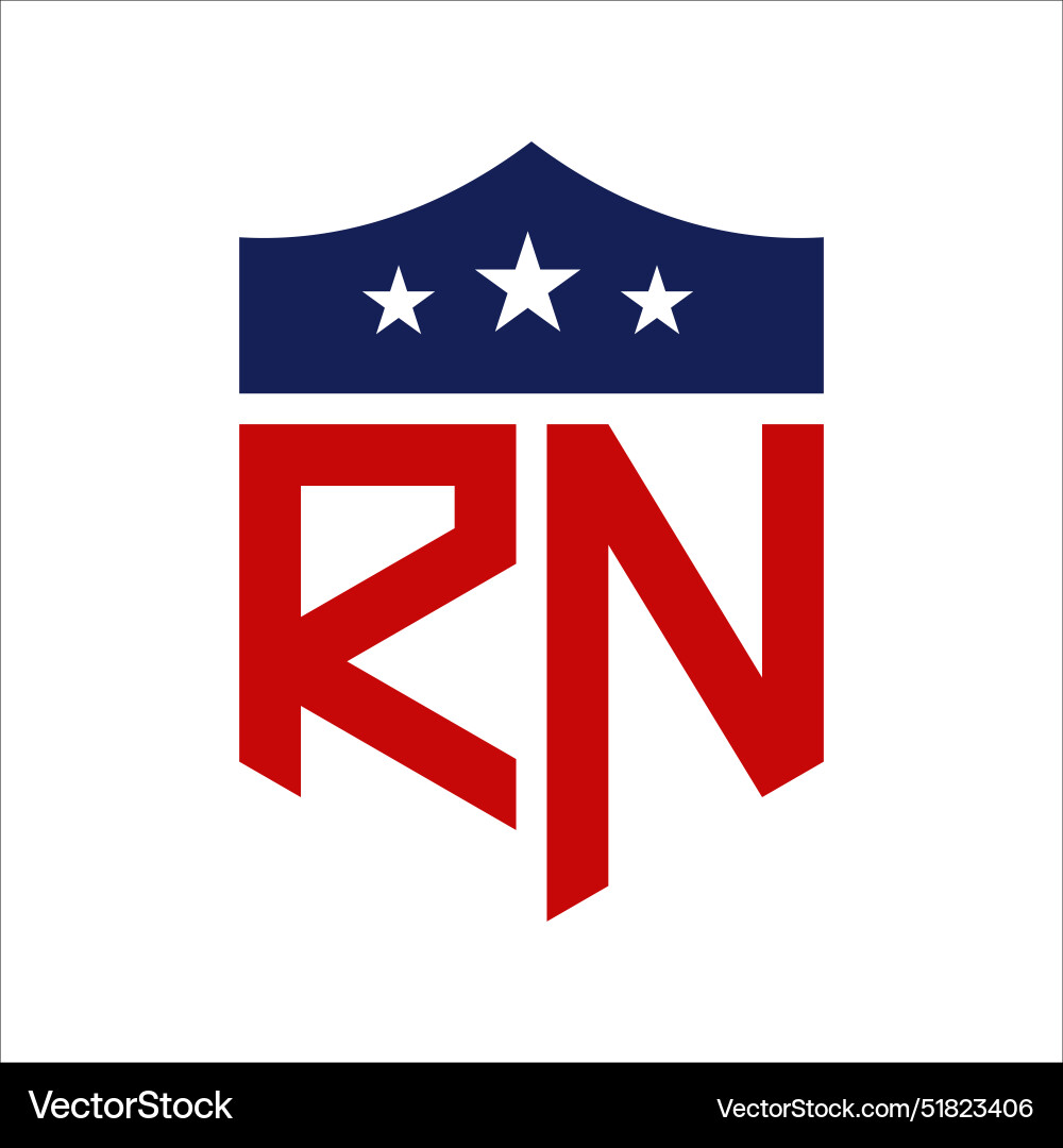 Patriotic rn logo design letter Royalty Free Vector Image