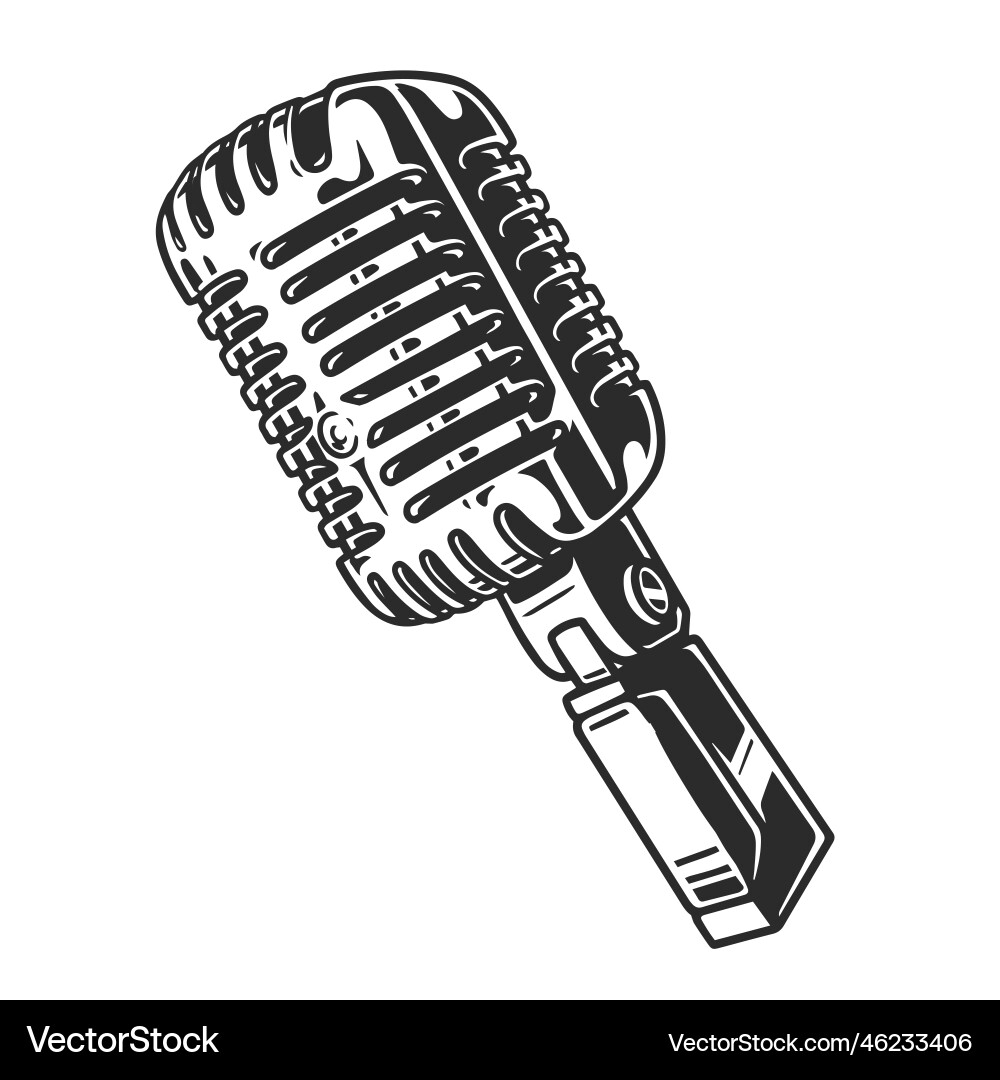 Professional audio microphone monochrome sticker Vector Image