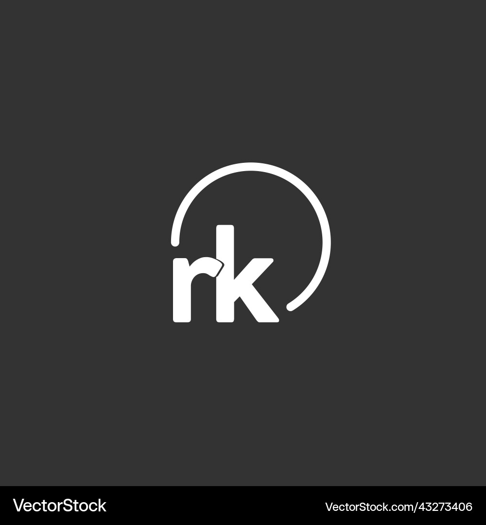 Rk initial logo with rounded circle Royalty Free Vector