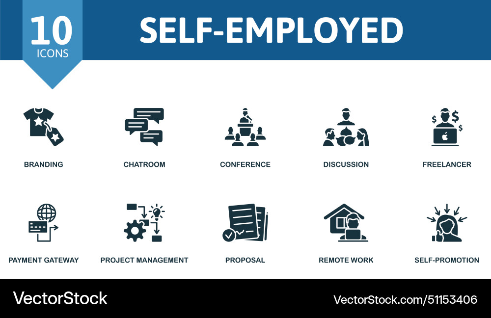 Self-employed set creative icons monochrome design