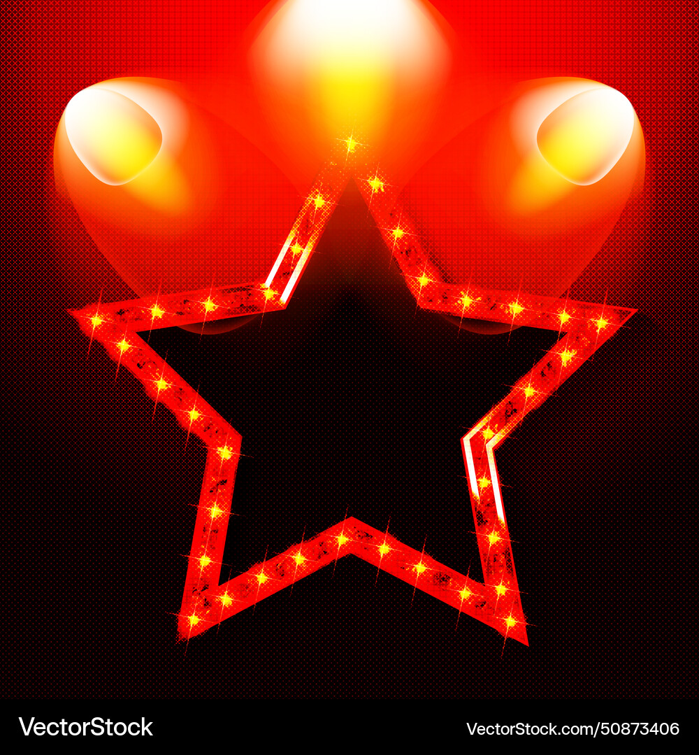 Spotlight on stage with gold star and glitter Vector Image