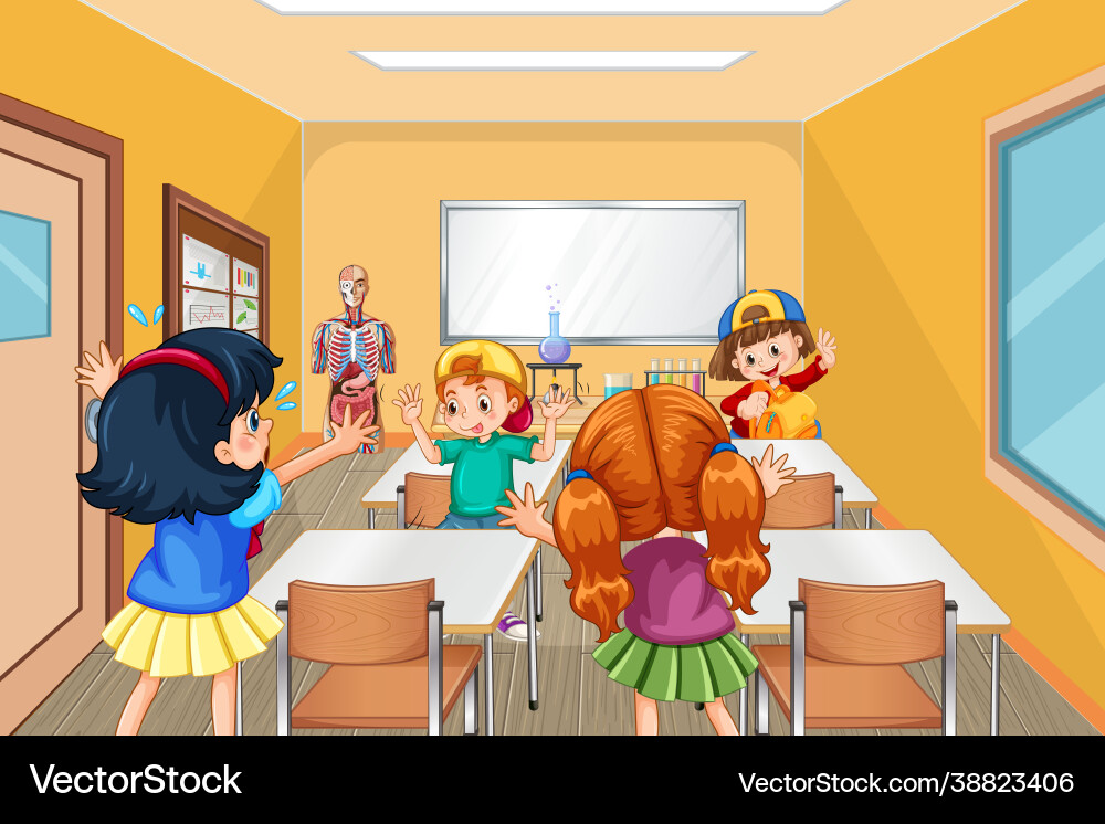 Students playing together during break time Vector Image
