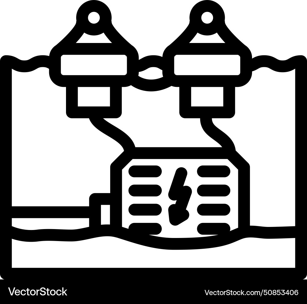 Wave energy converter tidal line icon Royalty Free Vector