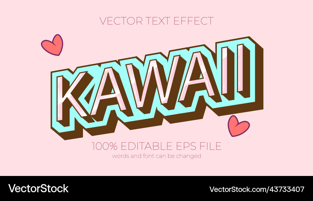 Editable kawaii text effect style eps Royalty Free Vector
