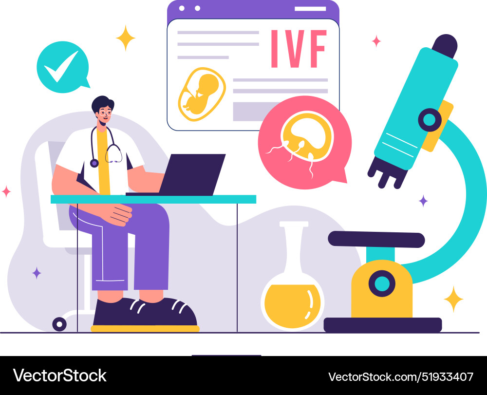Ivf or in vitro fertilization for artificial Vector Image
