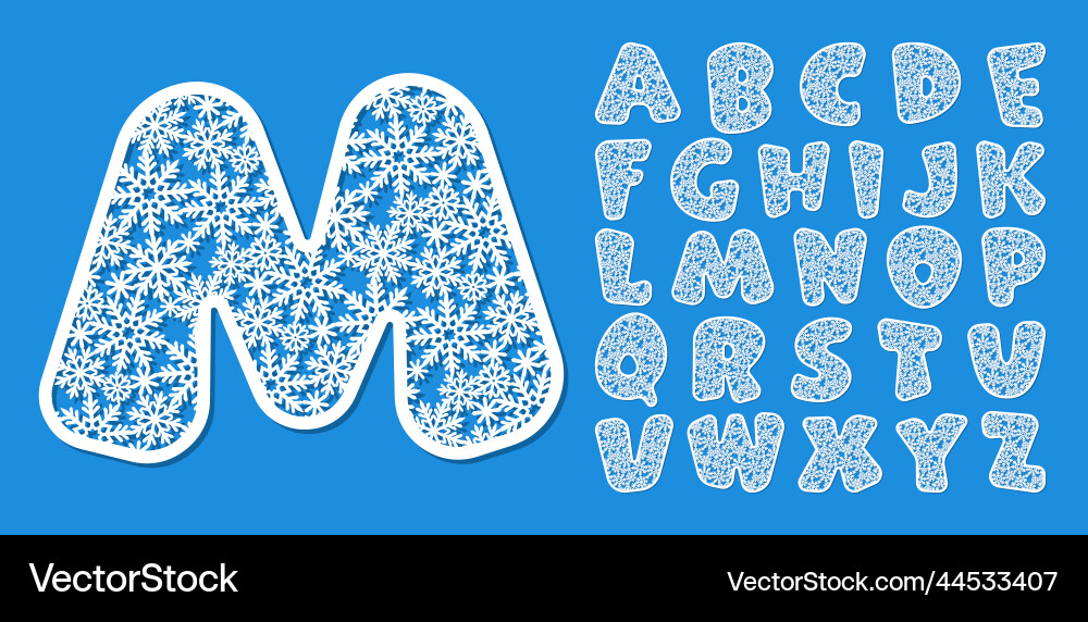 Letter m made from snowflakes Royalty Free Vector Image