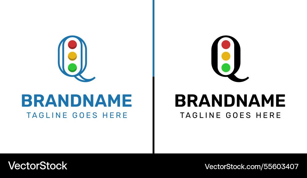 Letter q traffic light logo set for in technology Vector Image