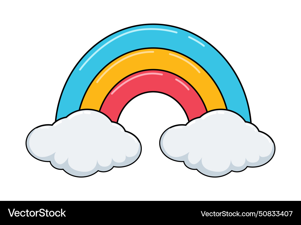 Rainbow funny flat sticker design Royalty Free Vector Image