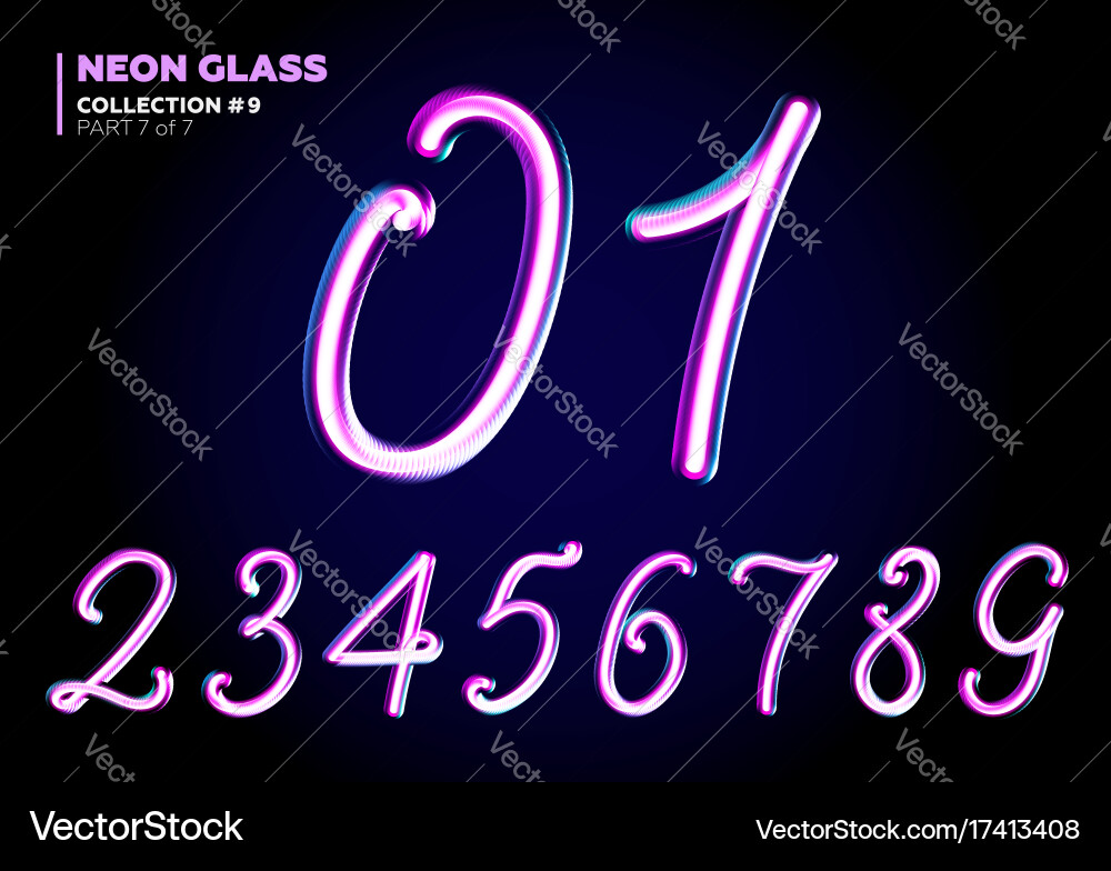 3d glass letters with night neon light effect Vector Image